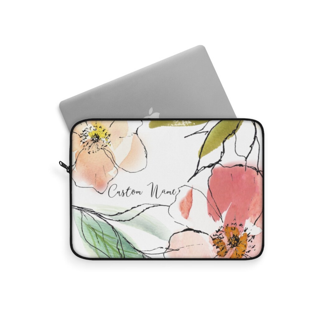 Watercolor Floral Laptop Case, Laptop Sleeve, Laptop Case, Floral ...