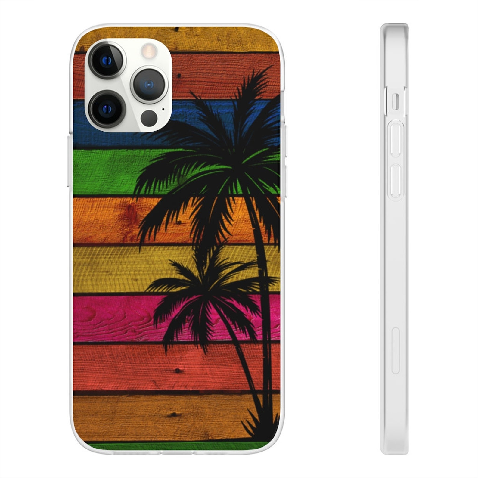 Rainbow Wood Grain Palm Tree Phone Case Rainbow Phone Case | Etsy