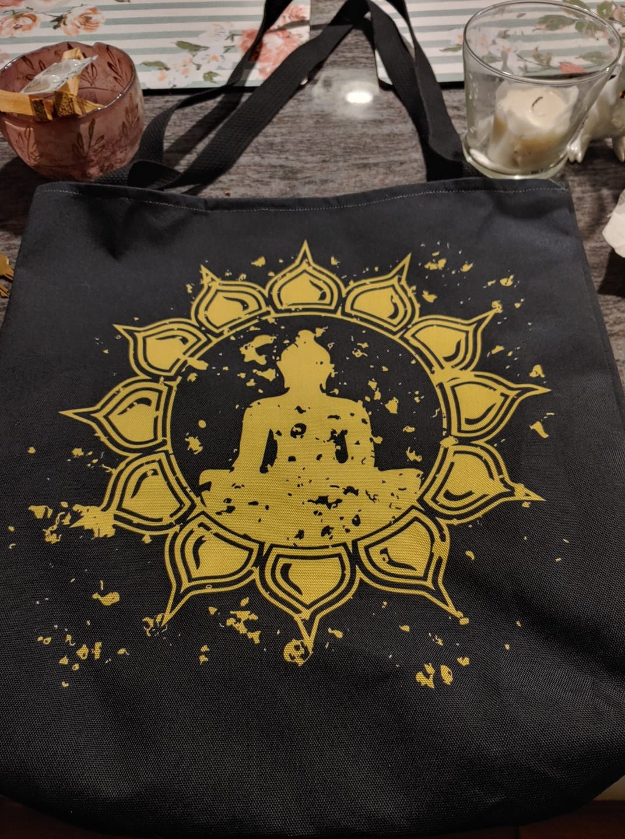 Sunflower Buddha Tote Bag Sunflower Buddha Canvas Tote | Etsy