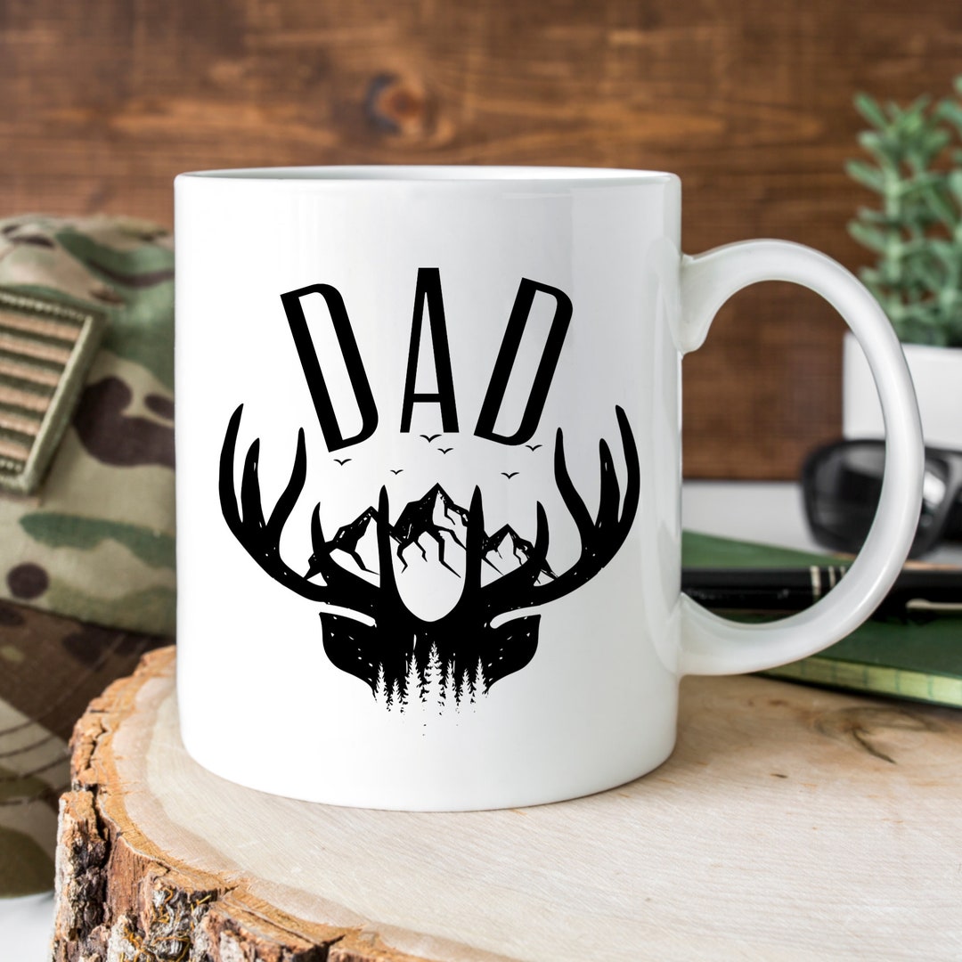 Deer Dad Mug, Dad Mug, Deer Head, Mountain Mug, Outdoor Coffee Mug ...