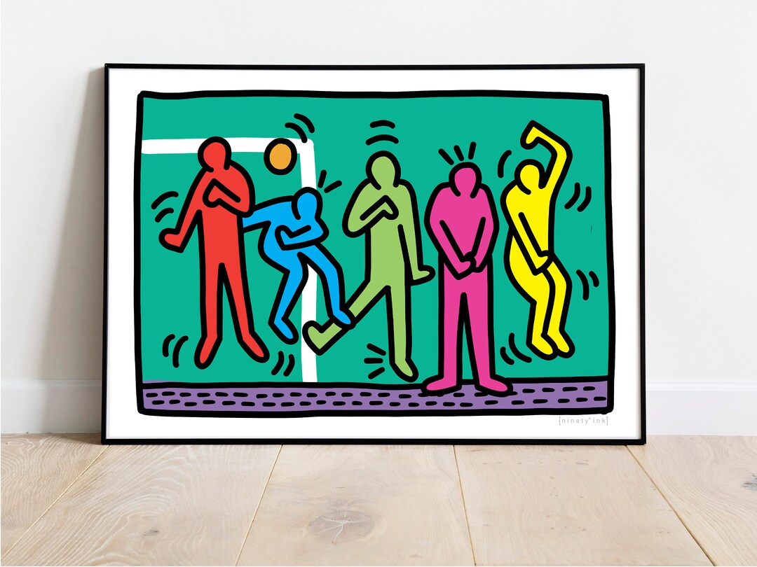 The Wall Football Art Print / Ilustración digital estilo Keith Haring ...