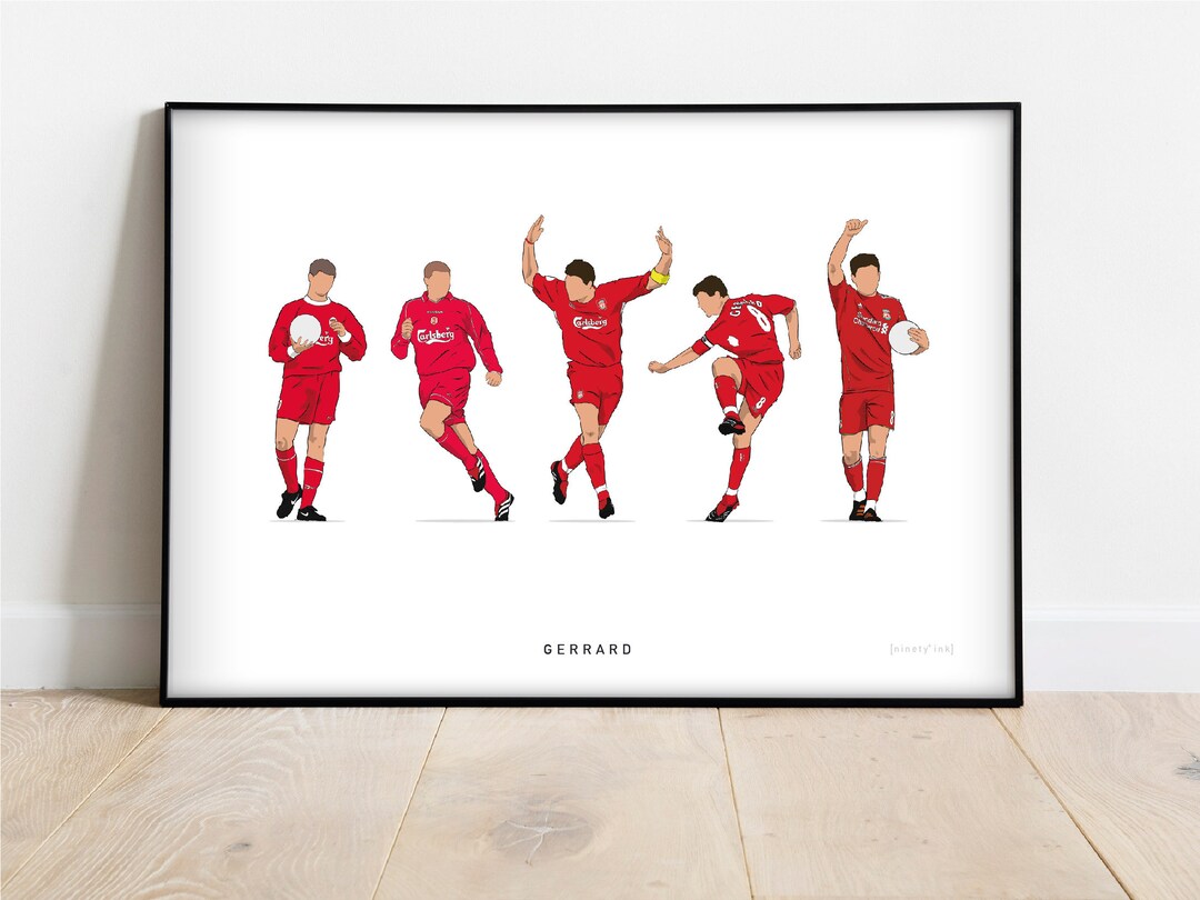 Steven Gerrard - Illustrative Print of Moments in His Liverpool Career ...