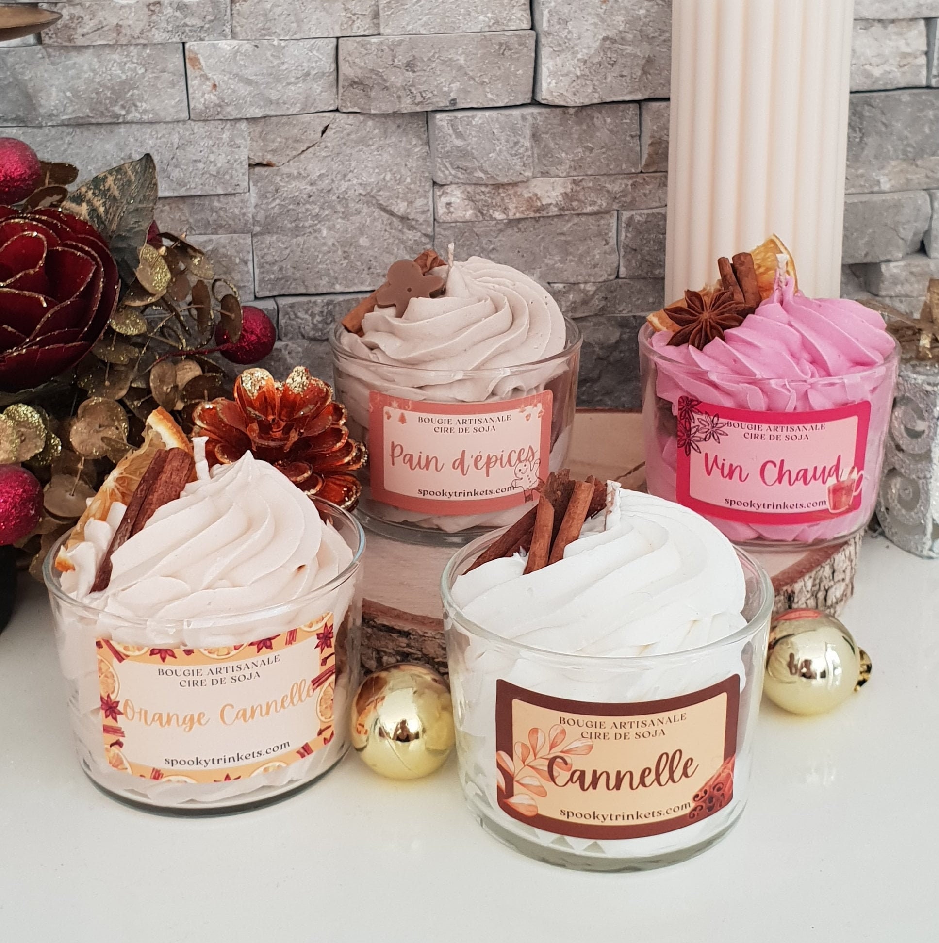 Bougies Chantilly Épicées Bougie Noël Parfumée Pain d'épices Cannelle ...