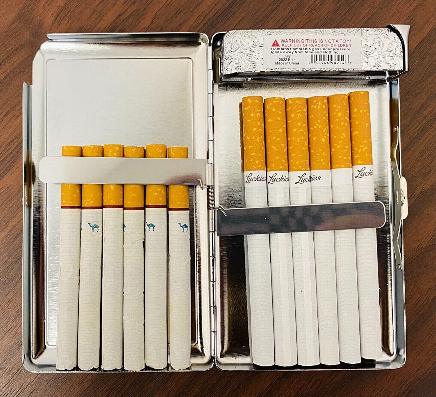 Sun Moon Hug Art Em1 Hip Silver Cigarette Case With Built in Lighter Id ...