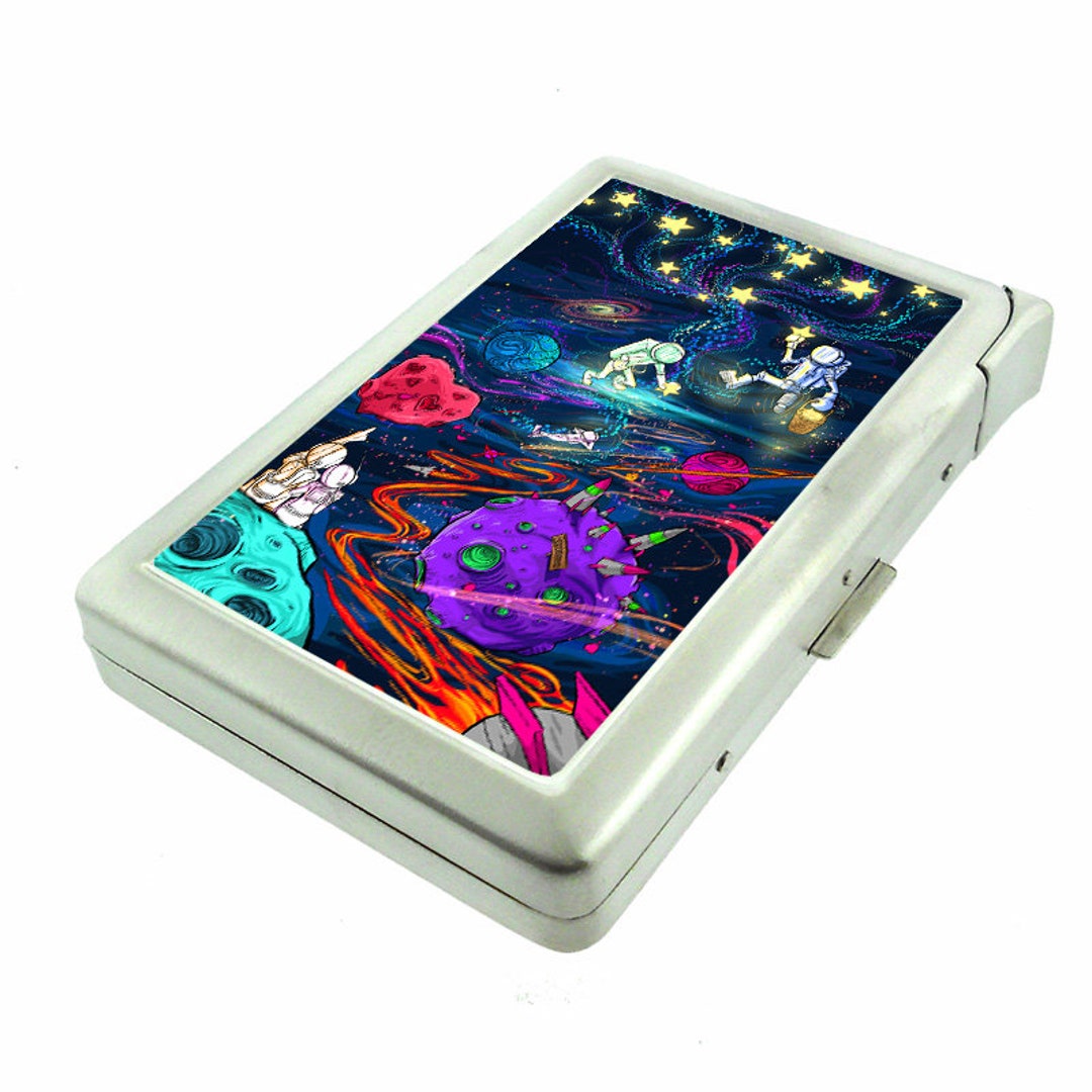 Space Em2 Hip Silver Cigarette Case With Built in Lighter Id Holder ...