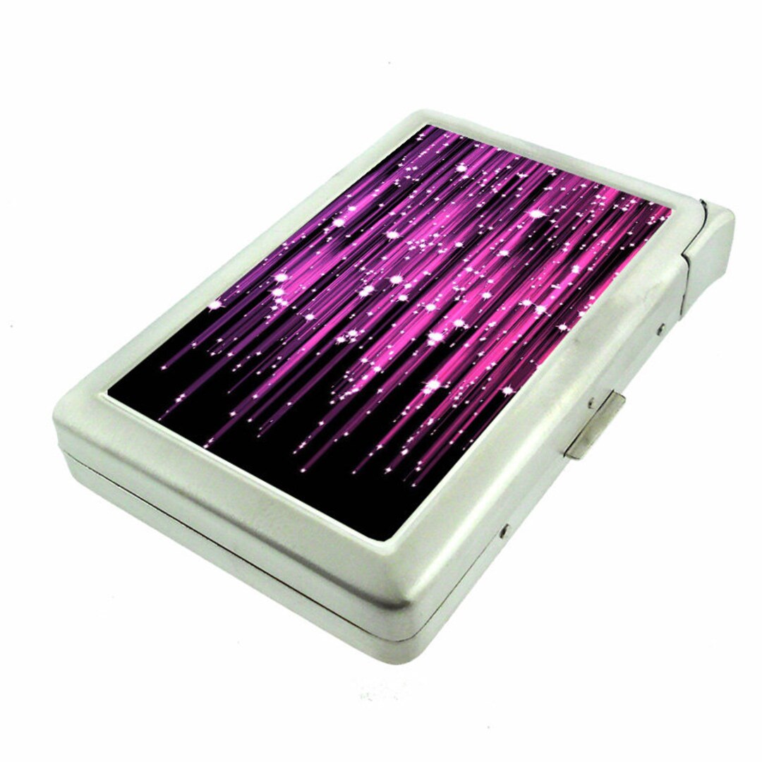 Pink Glitter Rain Em1 Hip Silver Cigarette Case With Built in Lighter ...