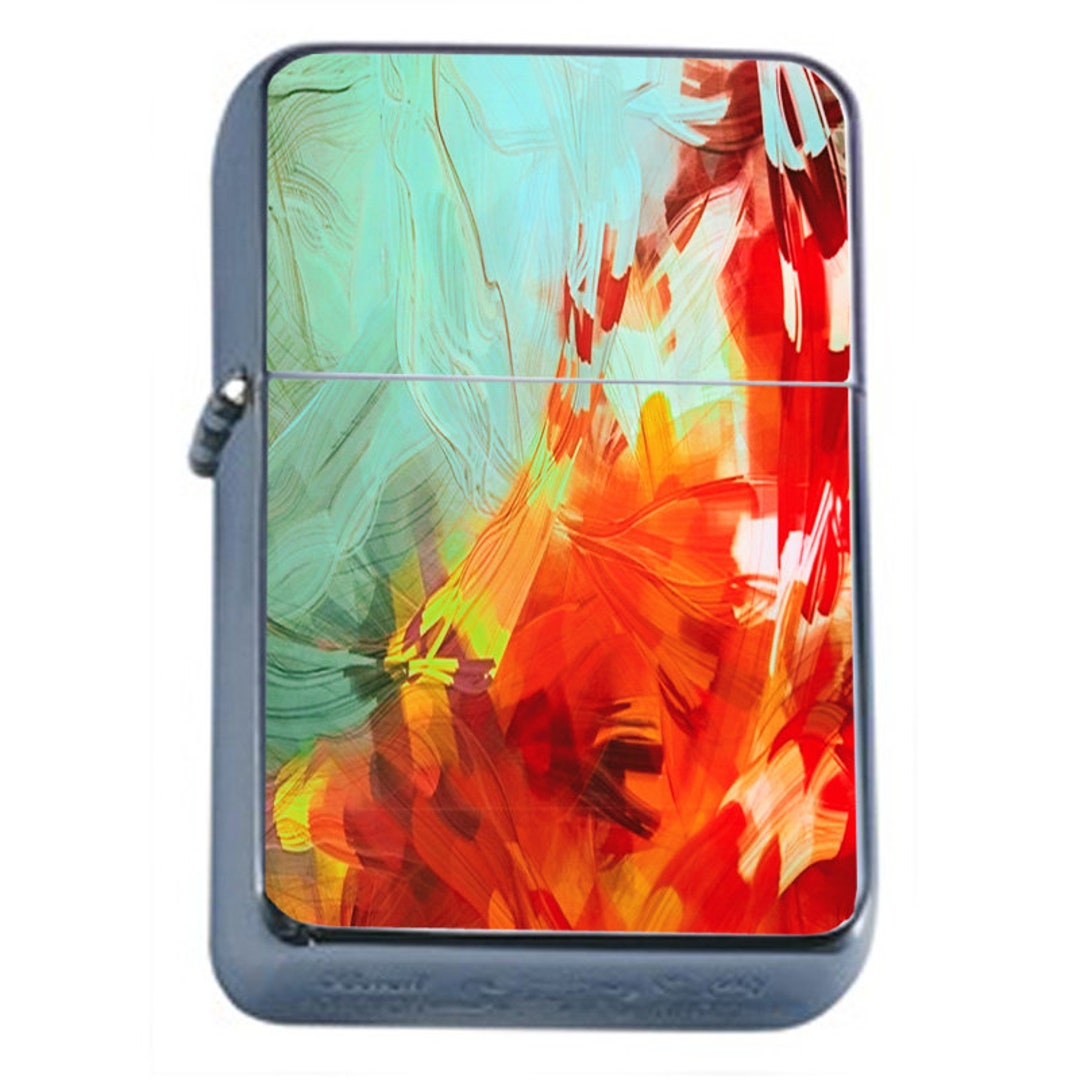 Abstract Painting Em1 Flip Top Oil Lighter Smoking Cigarette Silver ...