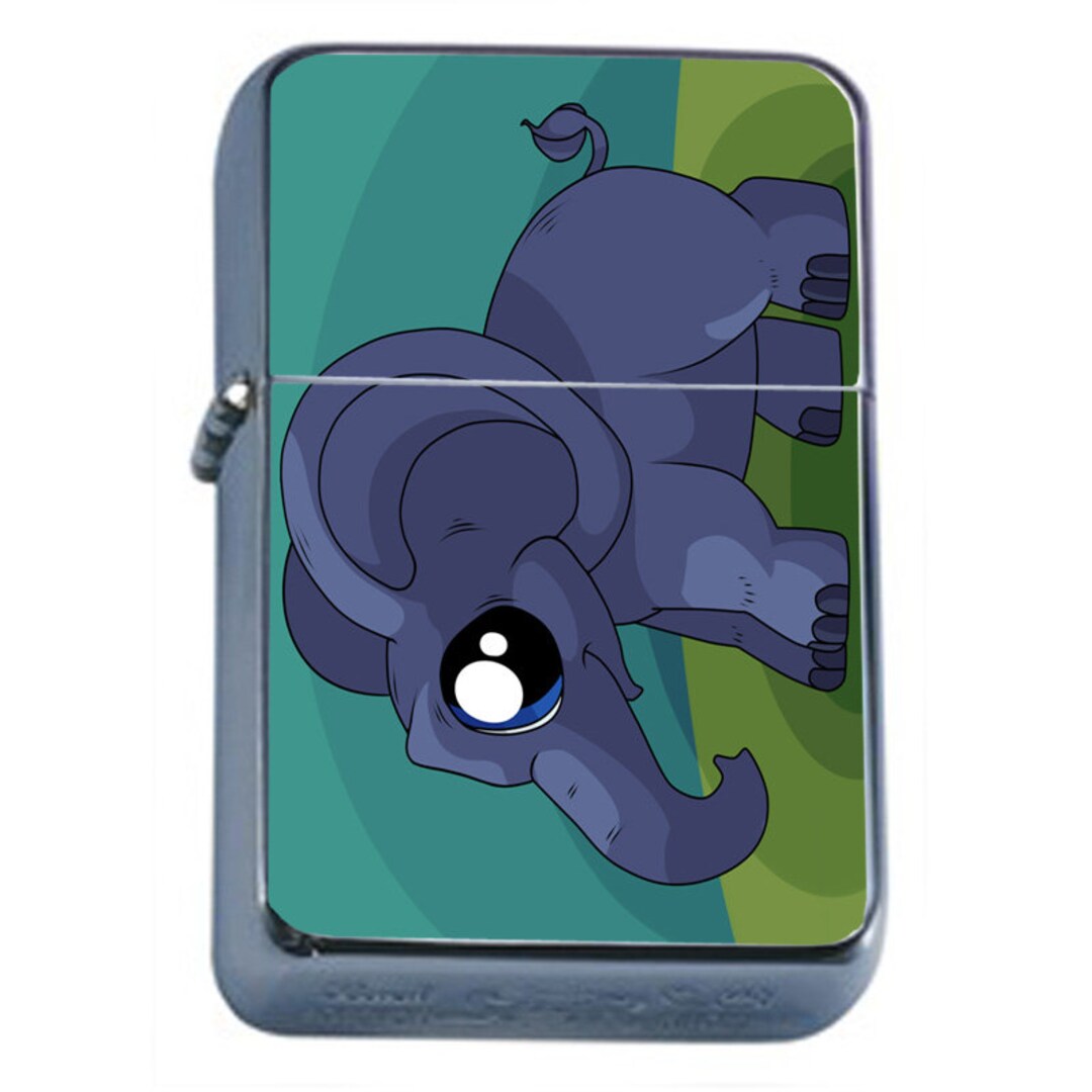 Elephant Em23 Flip Top Oil Lighter Smoking Cigarette Silver Case ...