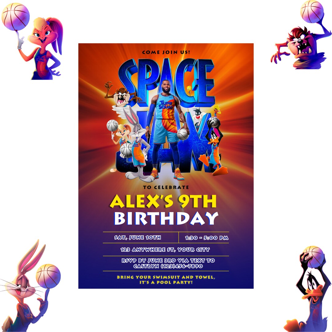New Space Jam Invitation - Etsy