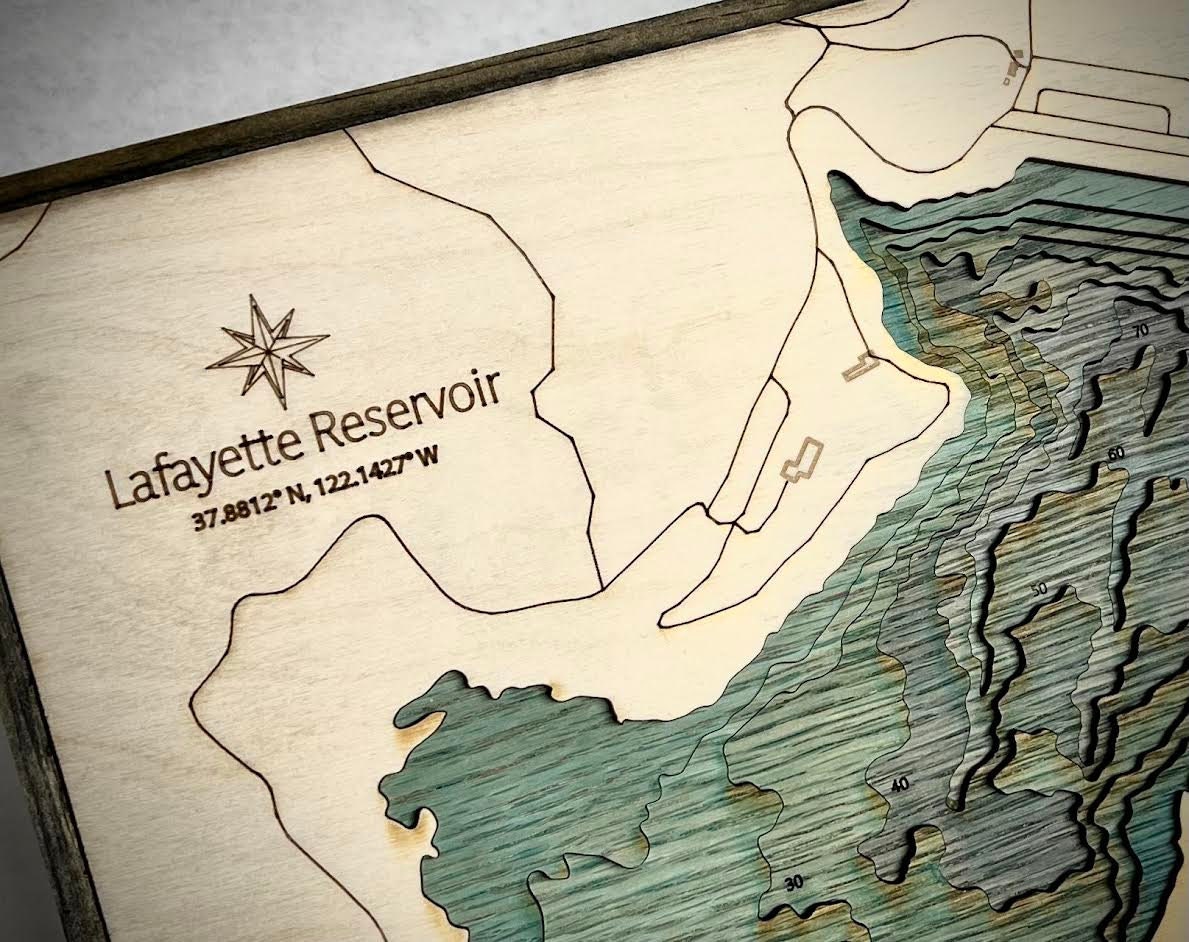 Lafayette Reservoir Wood Maps - Etsy