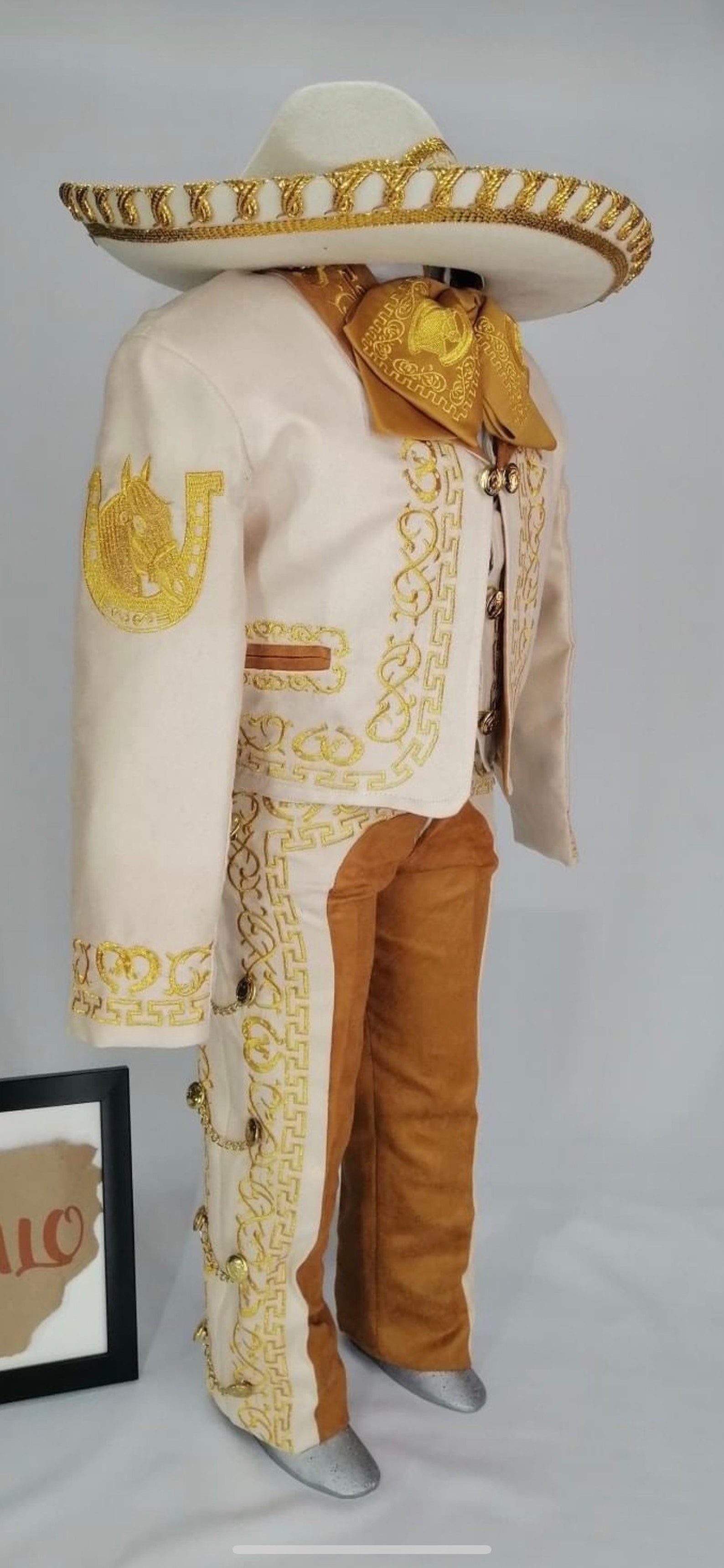 Charro Gamuza Outfit Traje Boy Mariachi Suit Beige Gold Color - Etsy