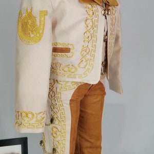 Charro Gamuza Outfit Traje Boy Mariachi Suit Beige Gold Color - Etsy