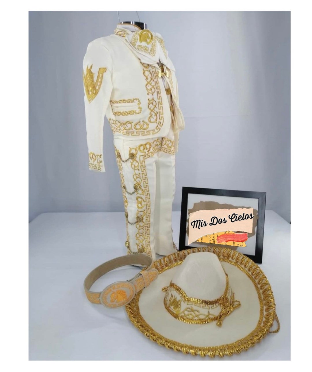 Charro Embroidered Outfit Traje Boy Mariachi Suit Gold/beige Color - Etsy