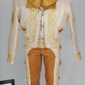 Charro Gamuza Outfit Traje Boy Mariachi Suit Beige Gold Color - Etsy