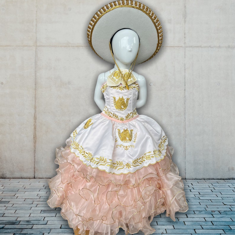 Girls Charro Charra LIGHT PINK GOLD Dress for Baptism or - Etsy