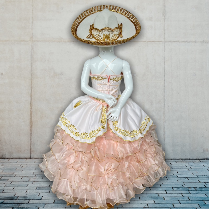 Girls Charro Charra LIGHT PINK GOLD Dress for Baptism or - Etsy