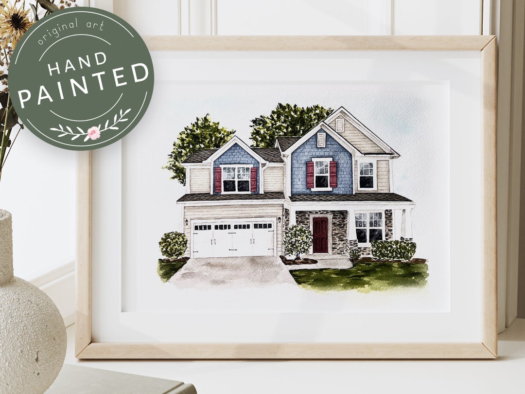 Hand Painted Watercolor House Portrait, Custom Home Painting - Etsy