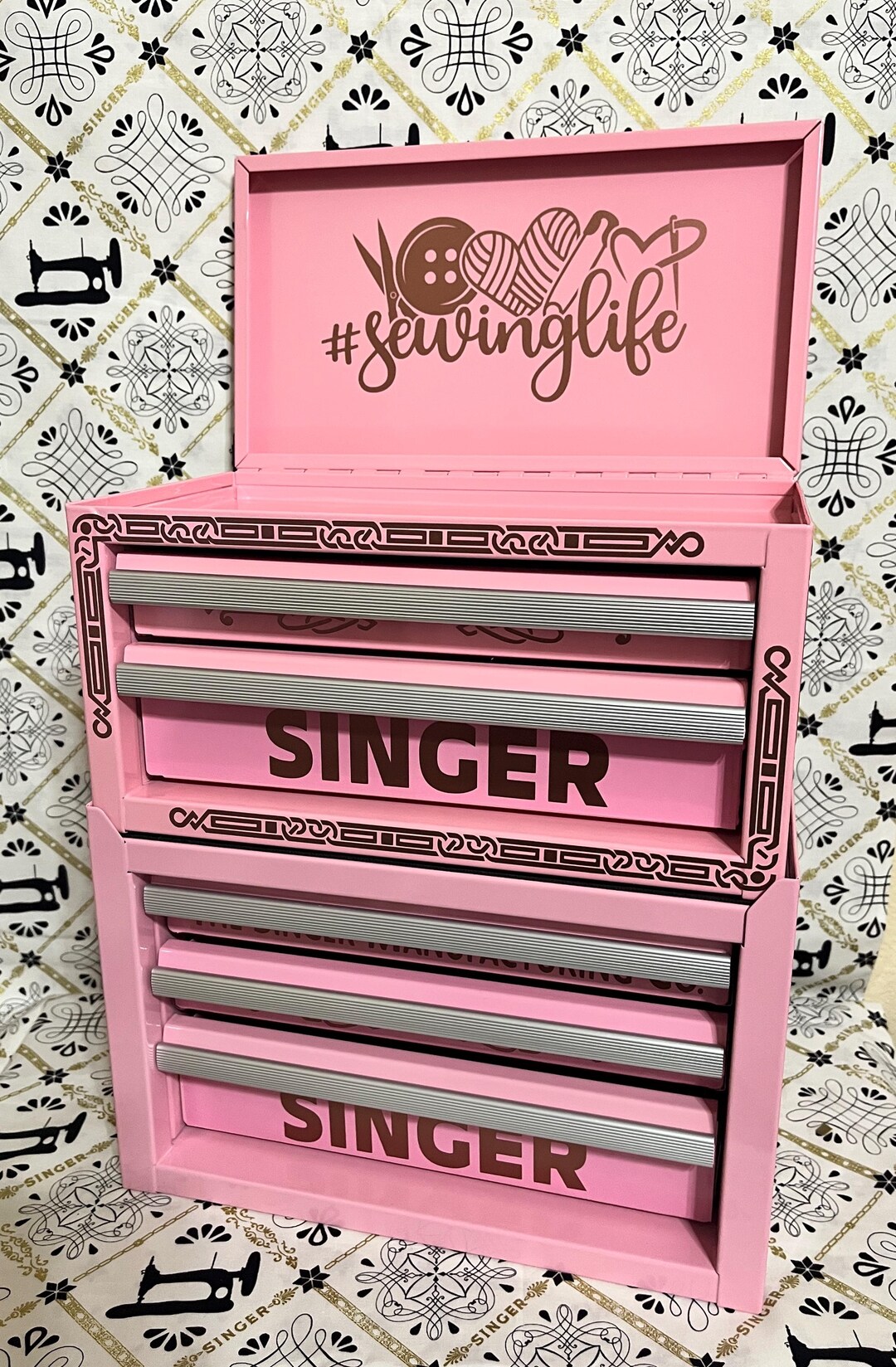PINK TOOLBOX SET W/rose Gold Decals Applied: Mini Kobalt 2-drawer and 3 ...
