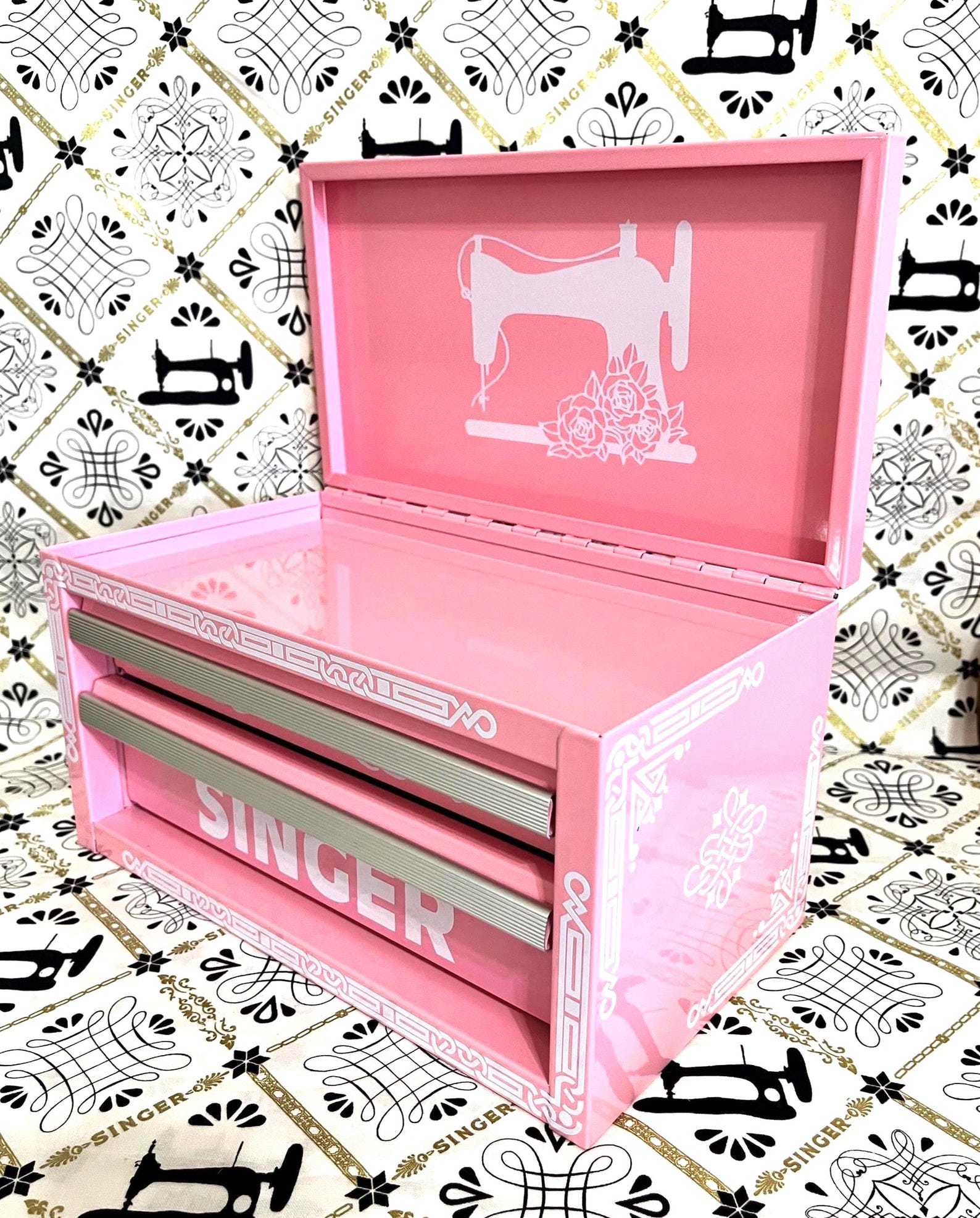 WHITE Celtic Decals Applied on Pink Mini Kobalt 2-drawer Toolbox ...