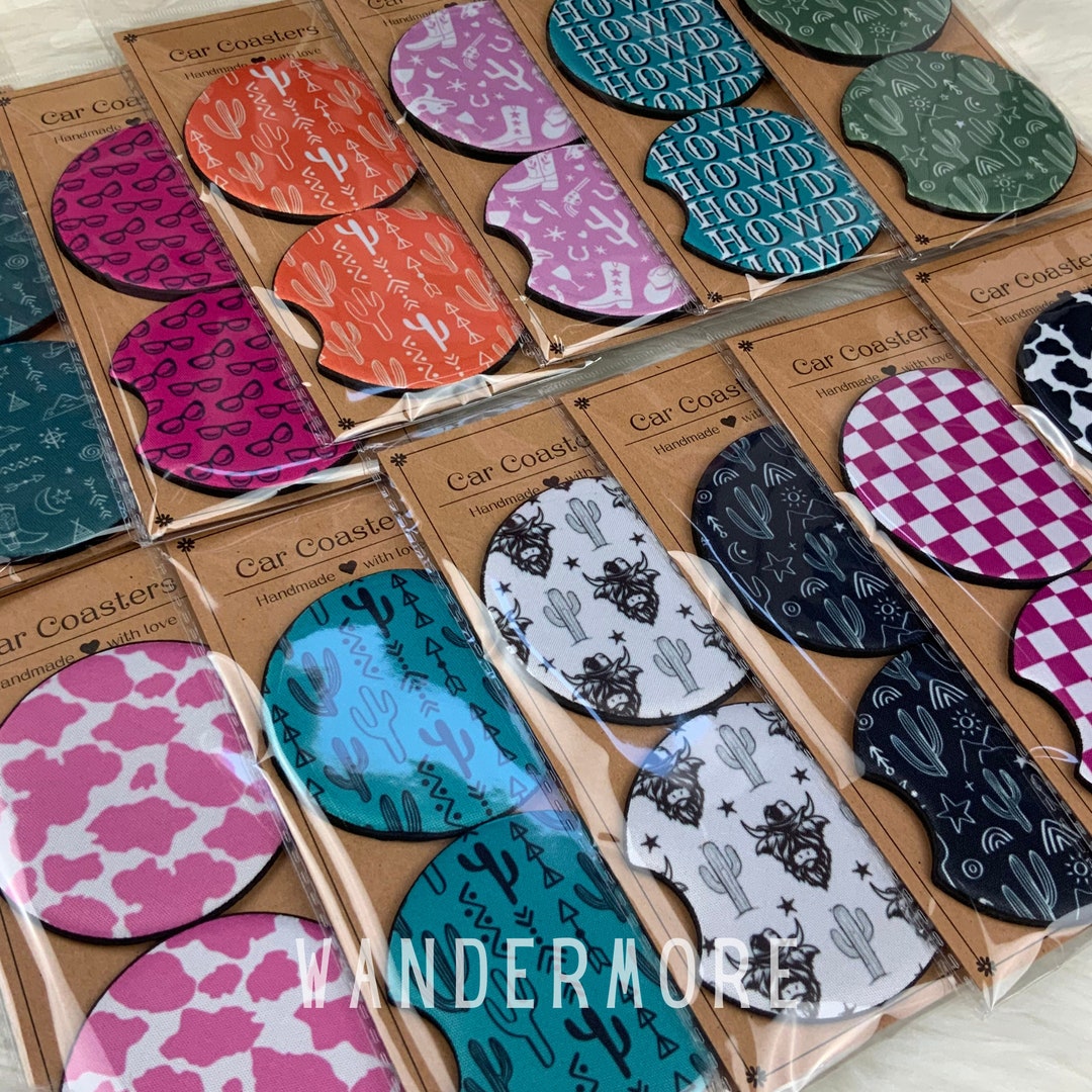 Car Coasters, Western Car Coasters, Cow Print Coasters, Cowboy Car ...