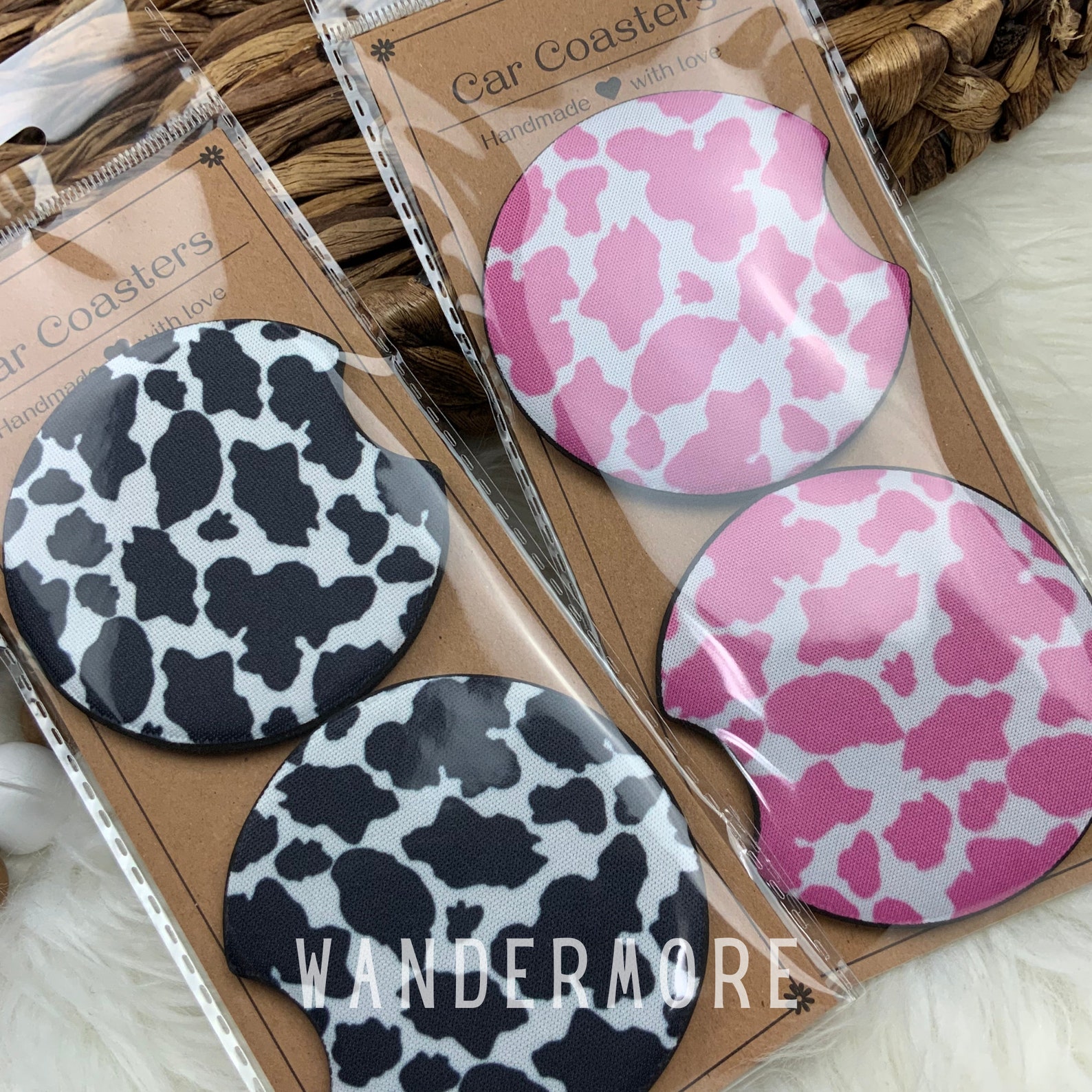 Car Coasters, Western Car Coasters, Cow Print Coasters, Cowboy Car ...