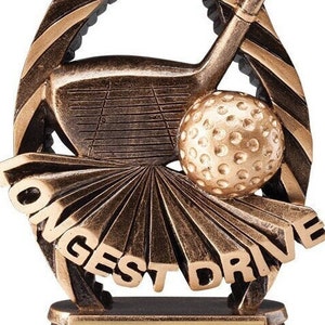 Golf Longest Drive Trophy With 5 Lines Custom Engraved Text, Hand ...