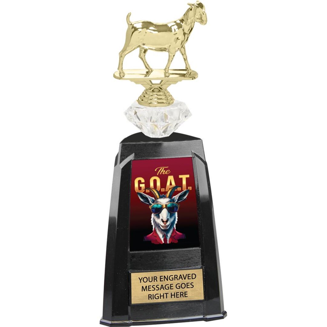 12” G.O.A.T. Diamond Riser Trophy W/ Engraving - Funny Goat Award ...