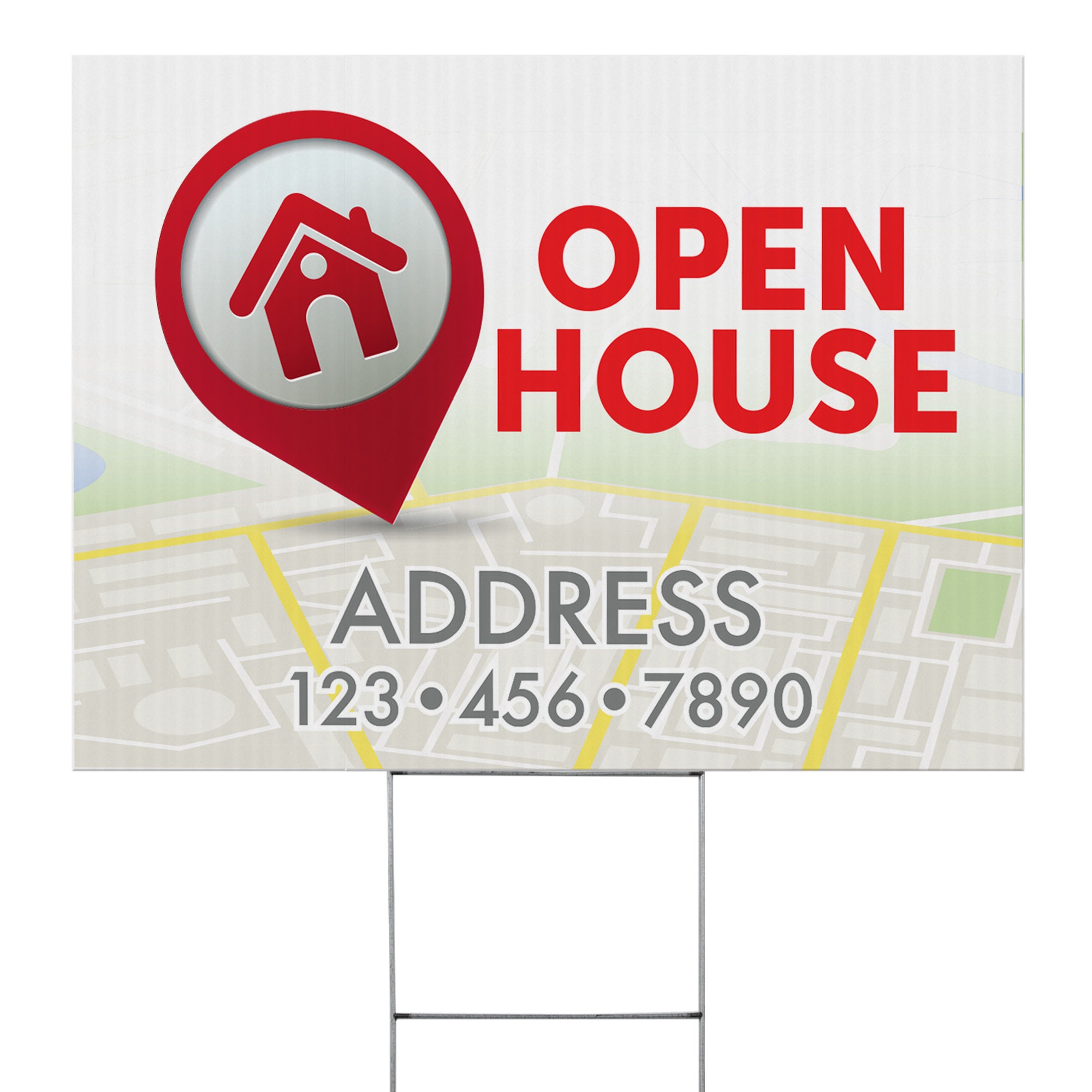 OPEN HOUSE Real Estate Map Lawn Sign 18 X 24 Open House - Etsy UK
