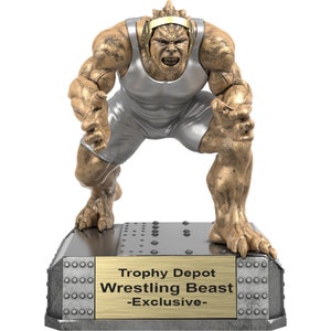 Wrestling Trophy With Custom Engraved Text, Beast, Monster Sculptured ...