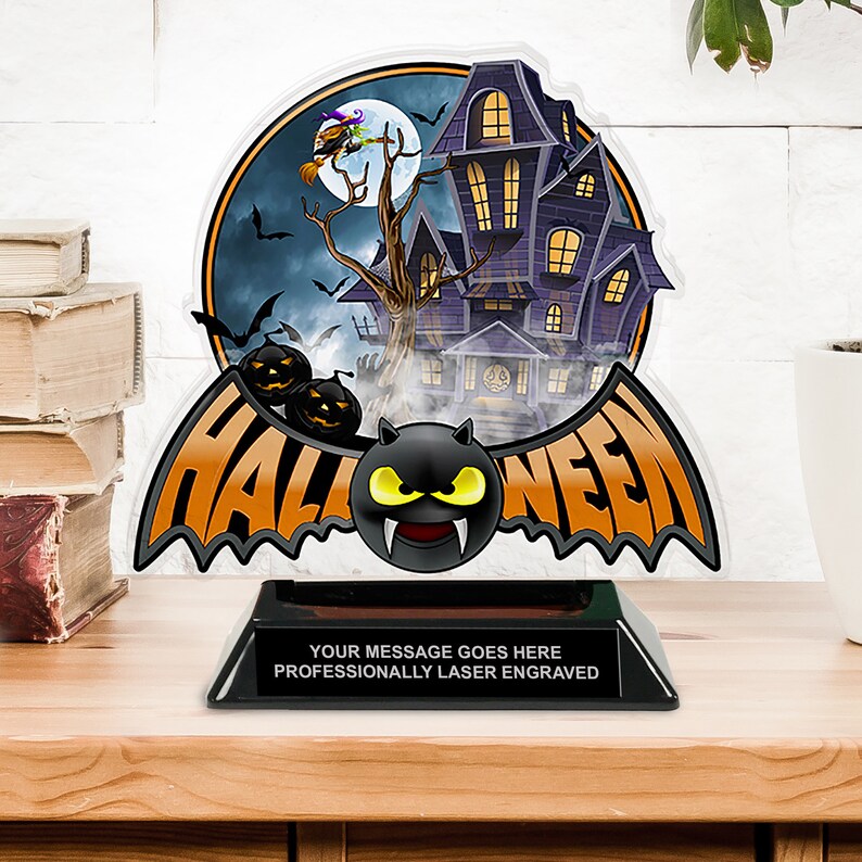 Halloween Bat 6.25 Inch Acrylic Trophy, Halloween Awards, Costume ...