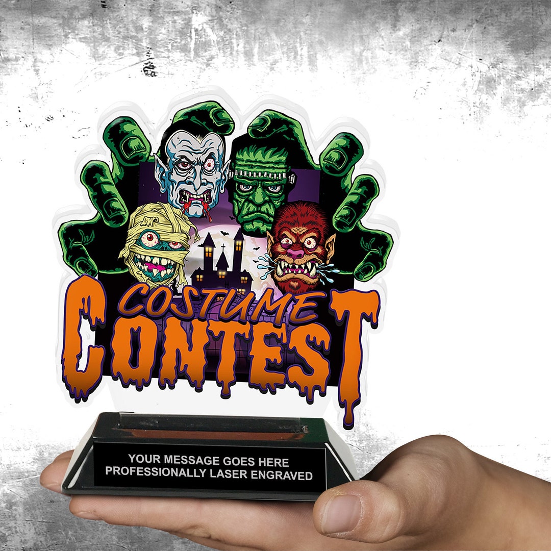 Halloween Costume Contest Acrylic Trophy, With Custom Engraved Text ...