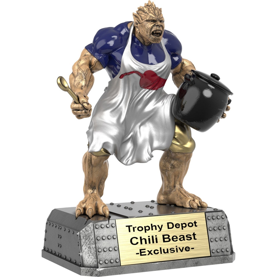 Chili Cook-off Trophy, Beast, Monster Sculptured Award, Hand Painted ...