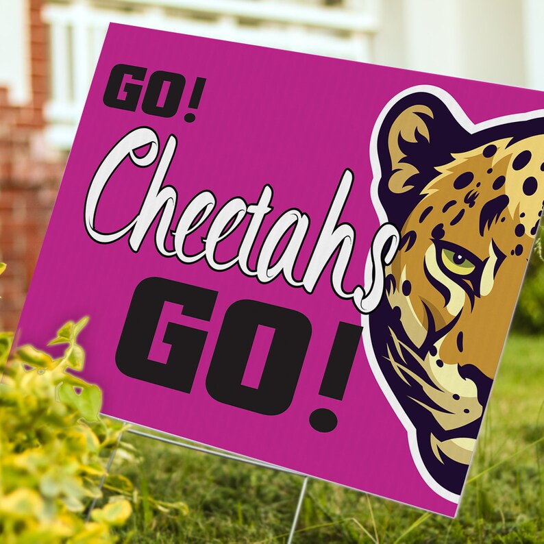 CHEETAH SPORTS MASCOT Lawn Sign 18 X 24 School Mascot Yard - Etsy