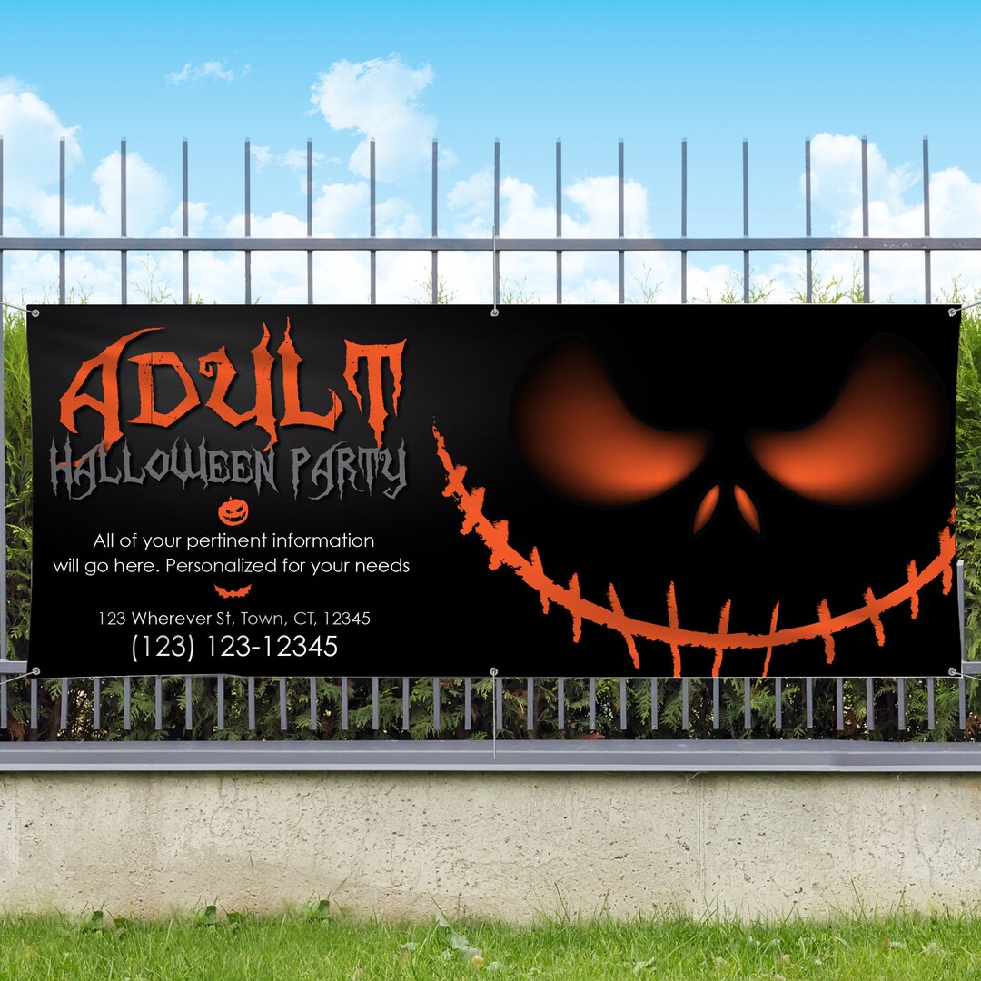 CUSTOM HALLOWEEN BANNER - Orange Pumpkin - Party - 13 Oz Vinyl Banner ...
