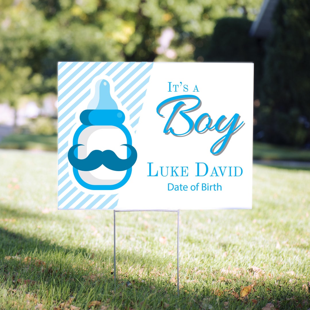 IT'S A BOY Custom Lawn Sign - 18 X 24 - Birth Announcement Yard Card ...