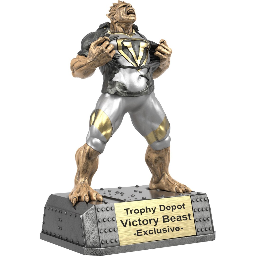 Victory Trophy With Custom Engraved Text, Beast, Monster Sculptured ...