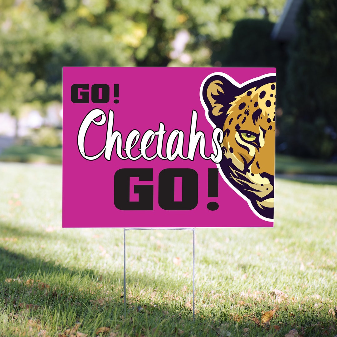 CHEETAH SPORTS MASCOT Lawn Sign - 18 X 24 - School Mascot Yard Card ...
