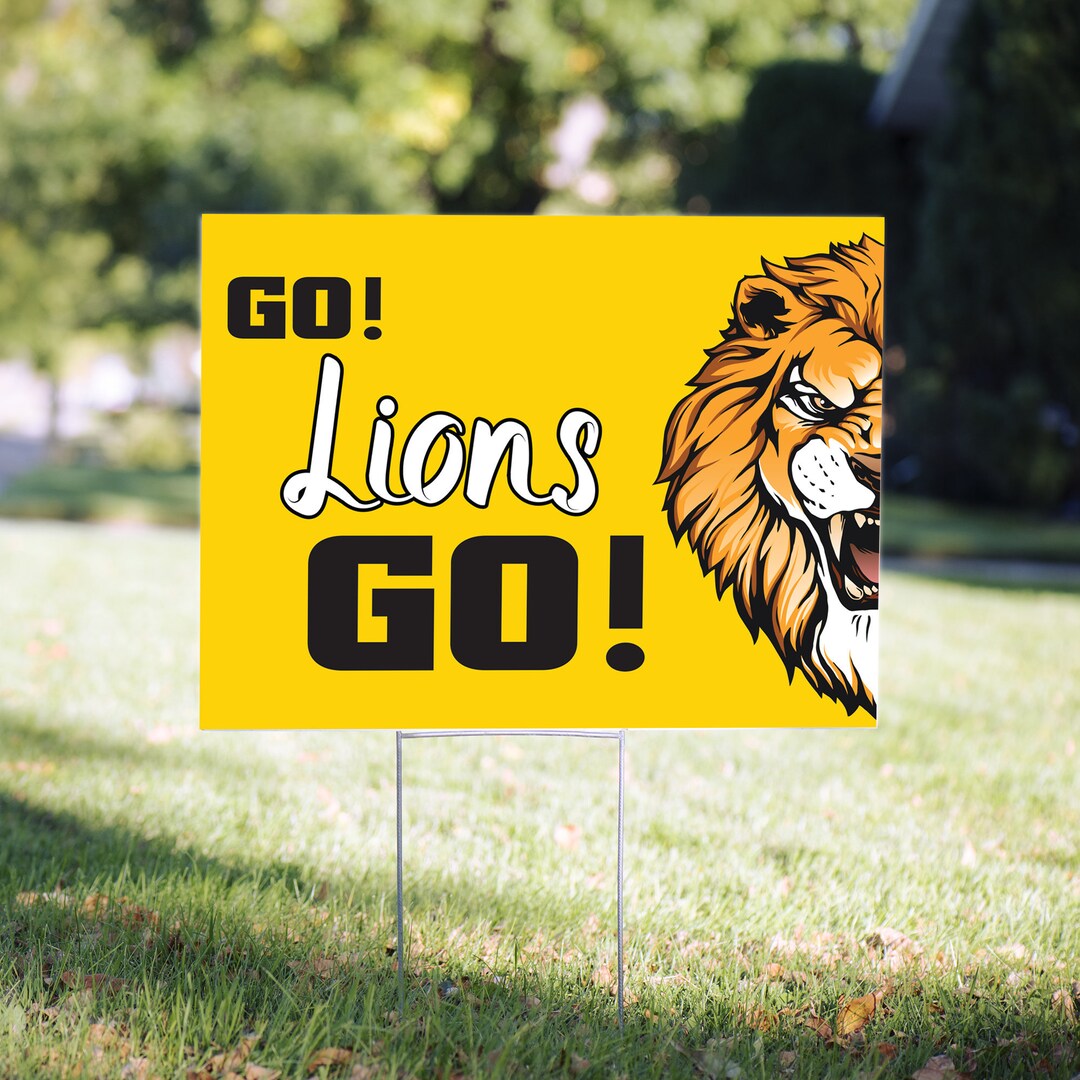 LIONS SPORTS MASCOT Lawn Sign - 18 X 24 - School Mascot Yard Card ...