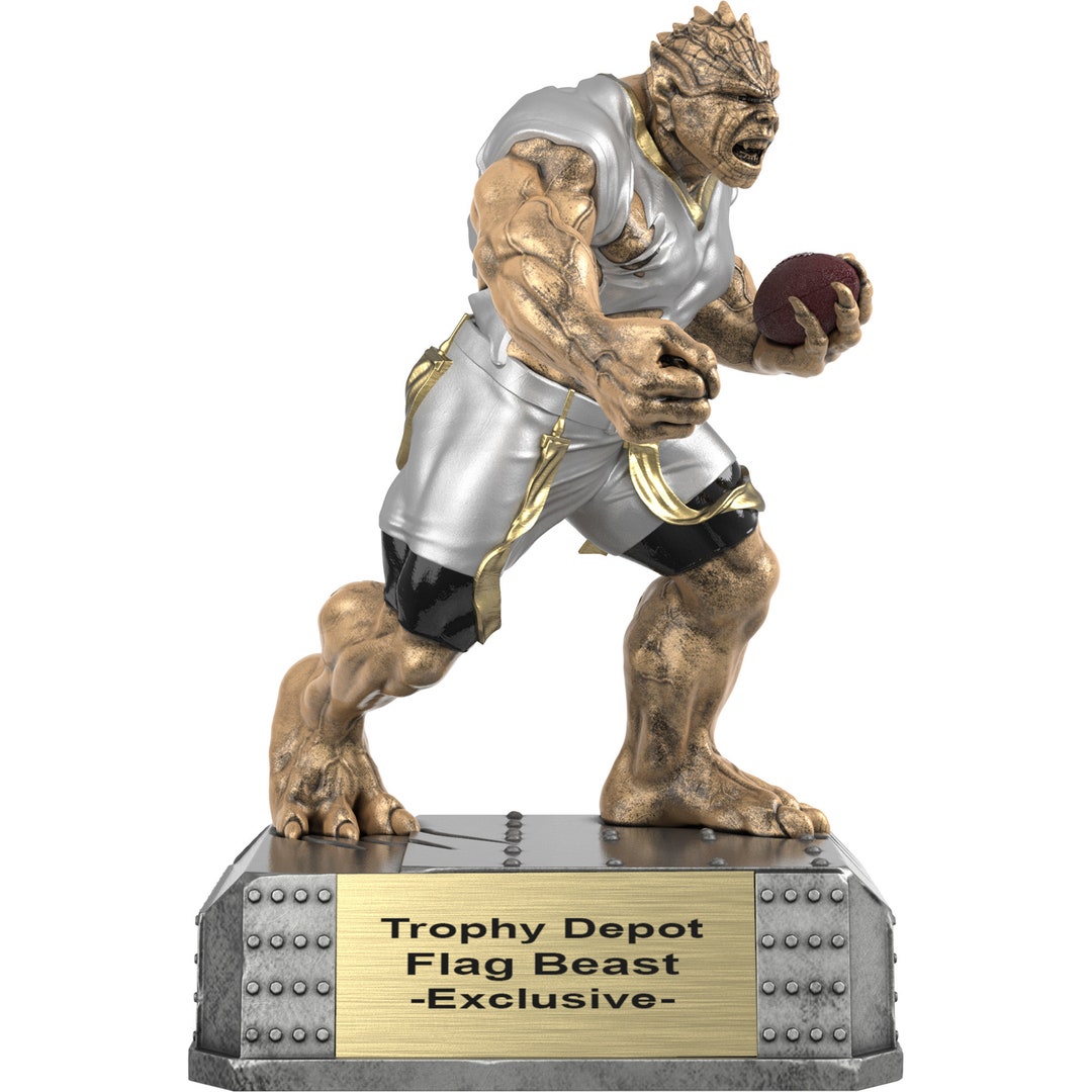 Flag Football Trophy With Custom Engraved Text, Beast, Monster ...