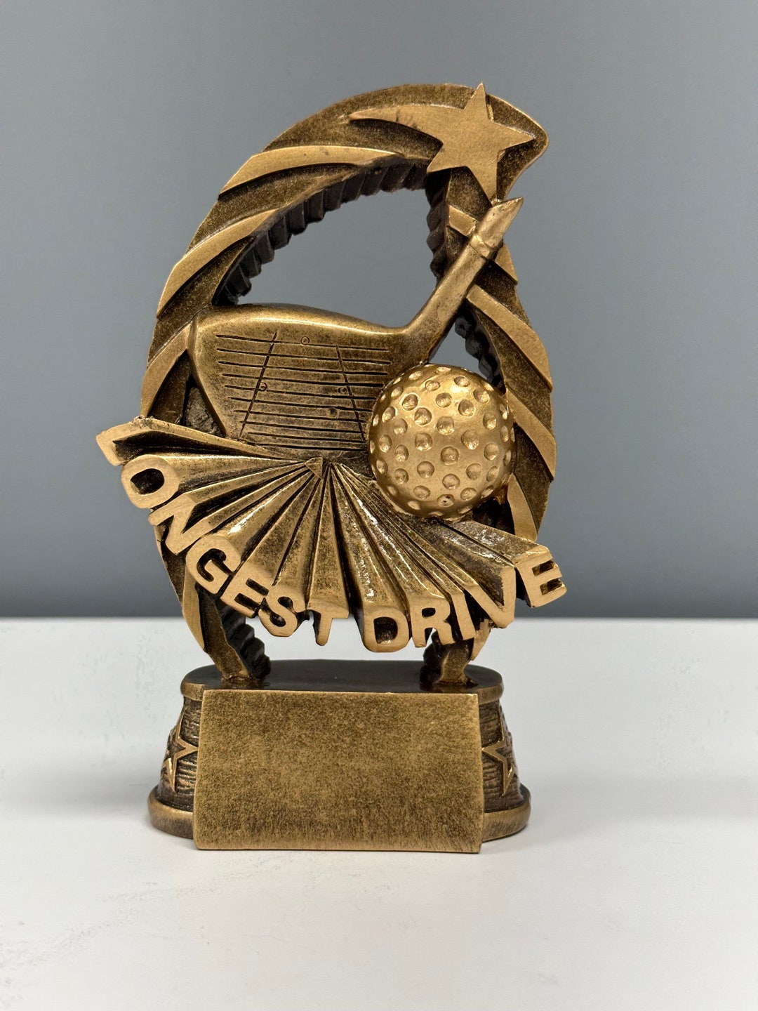 Golf Longest Drive Trophy With 5 Lines Custom Engraved Text, Hand ...