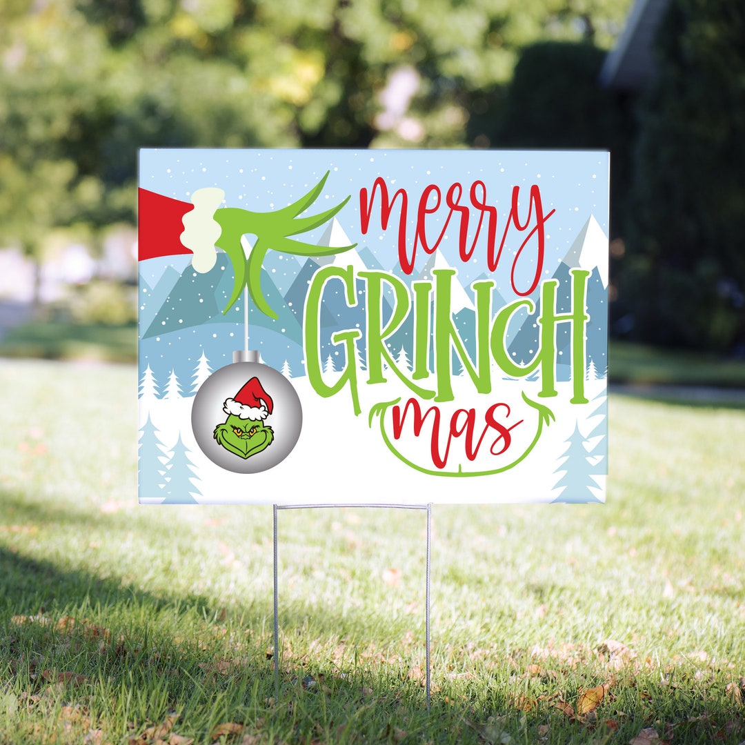 Merry Grinchmas 24 X 18 Yard Sign With Stake, Christmas Lawn Sign, Xmas ...