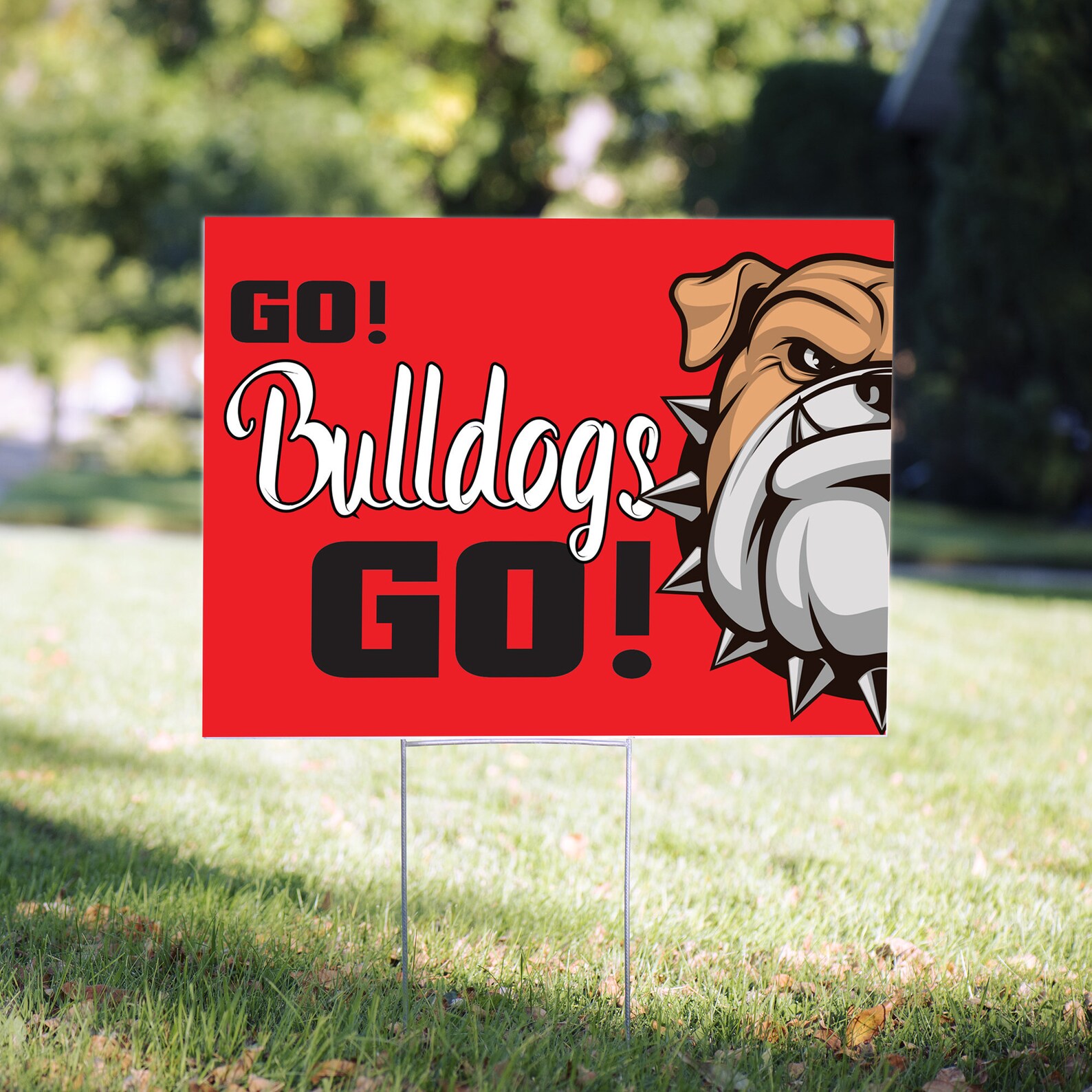BULLDOG SPORTS MASCOT Lawn Sign, 24" X 18" School Mascot Yard Card ...