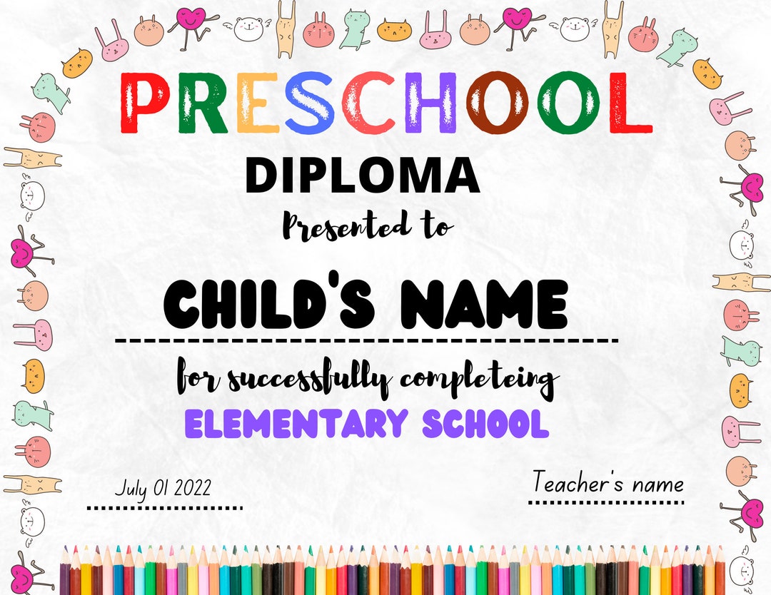 Editable Preschool Diploma Template, Last Day Preschool, Pre-k Diploma ...