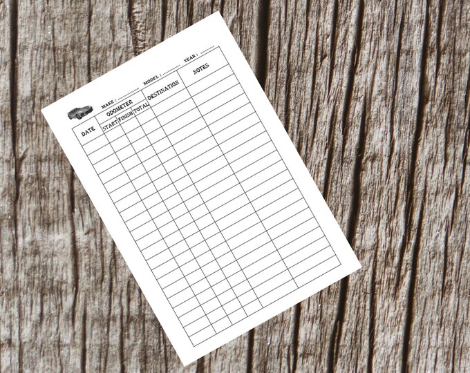 Vehicle Kilometre Log Book Printable, Km Travel Distance Logbook ...