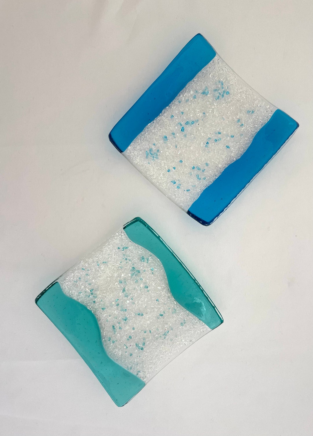 Ocean Colored Glass Plates - Etsy