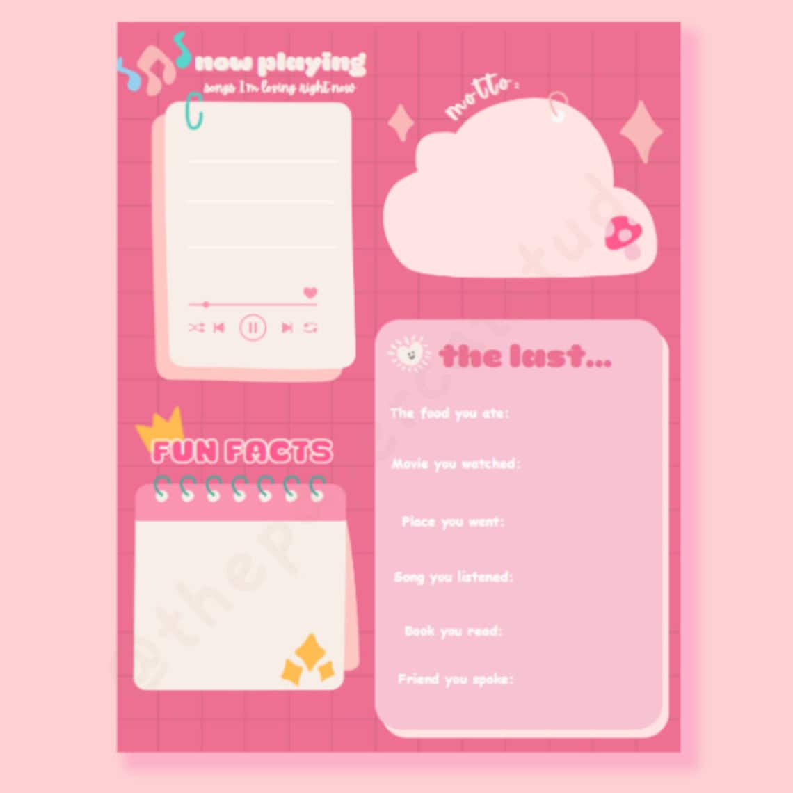 Cute Pink Color Slambook Template, Printable Template, Digital Slambook ...