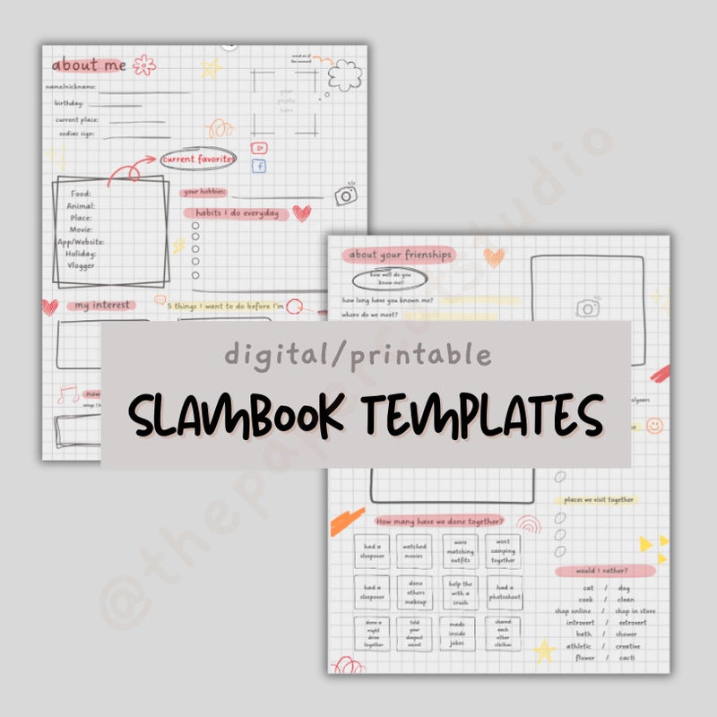 Slambook Template - Etsy