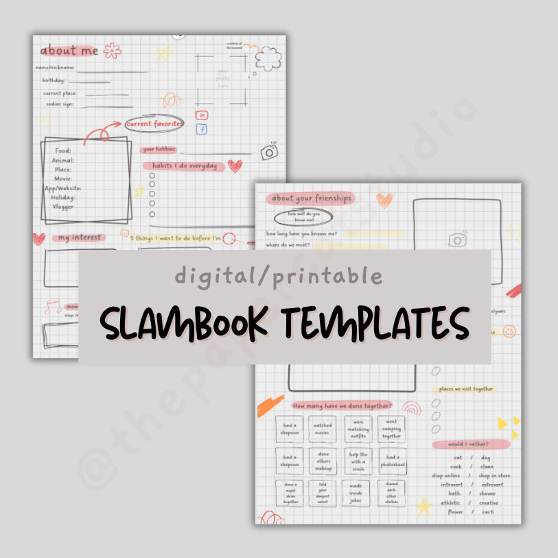 Grid Paper Slam Book, Cute Slam Book Templates, Printable Slam Book ...