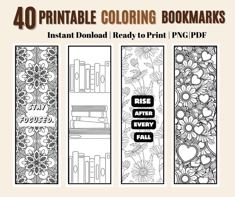 40 Printable Motivational Quotes Coloring Bookmark, Relaxing Coloring ...