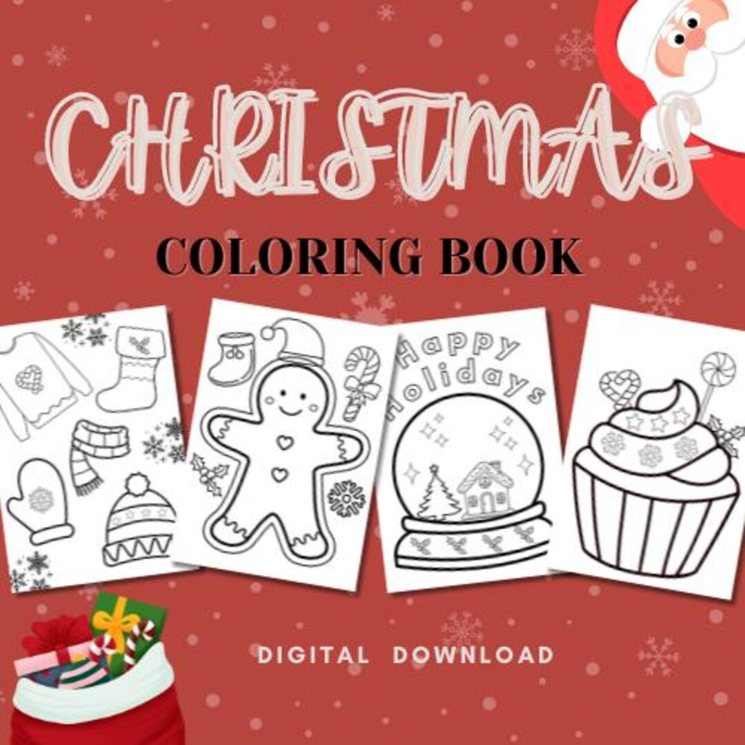Christmas Coloring Pages, Cute and Cozy Holiday, Kids Coloring Book ...